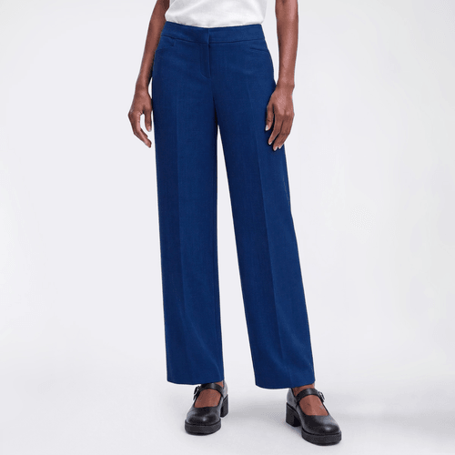 Kasper Womens Textured High-Rise Straight-Leg Trousers  Regular & Petite - Blue Night Melange